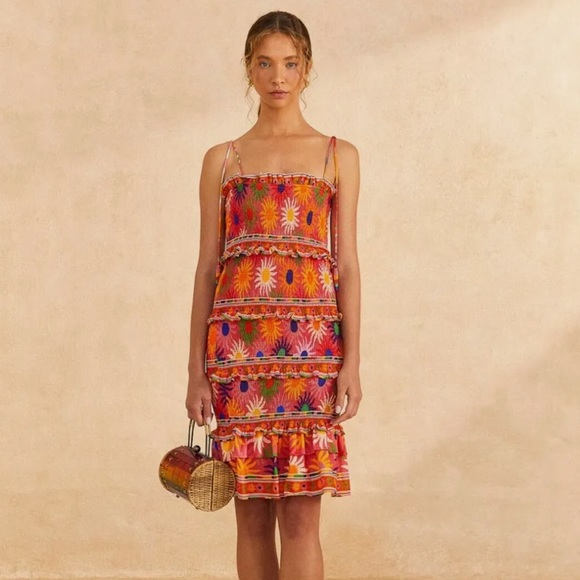 FARM Rio | Dresses | Farm Rio Coral Summer Sun Mini Dressnwt | Poshmark